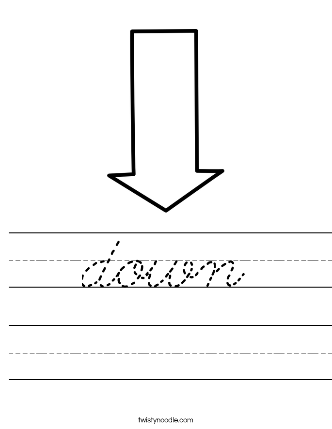down Worksheet - Cursive - Twisty Noodle