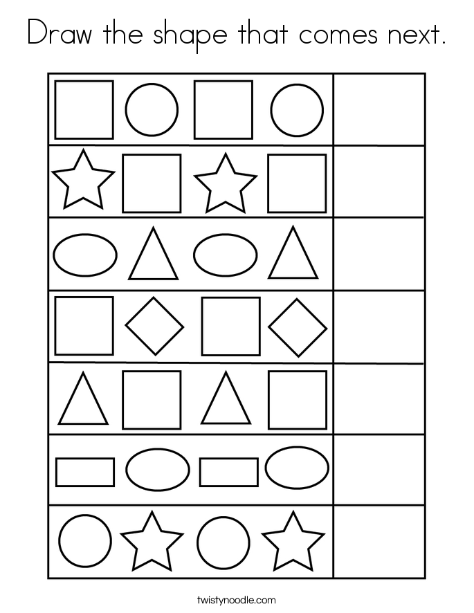 Draw The Shape That Comes Next Coloring Page Twisty Noodle draw-the-shape-that-comes-next-coloring-page-twisty-noodle