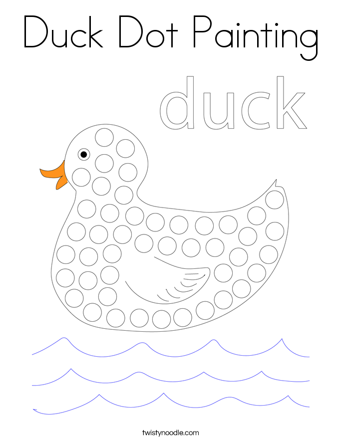 Duck Dot Painting Coloring Page - Twisty Noodle Duck Dot Painting Coloring Page - Twisty Noodle