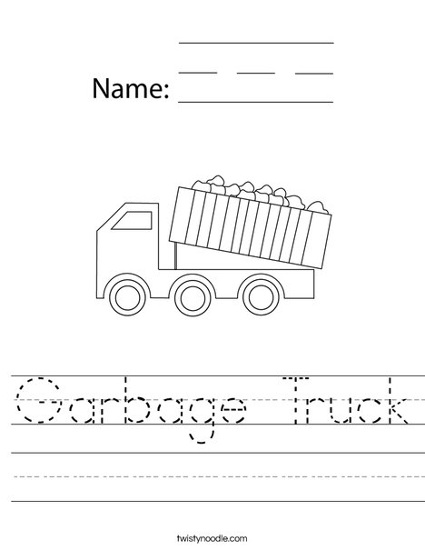 Garbage Truck Worksheet - Twisty Noodle
