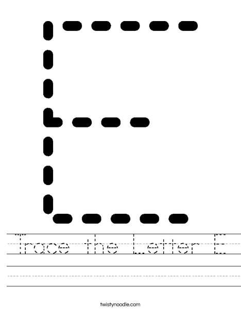 Trace the Letter E Worksheet - Twisty Noodle Trace the Letter E Worksheet - Twisty Noodle