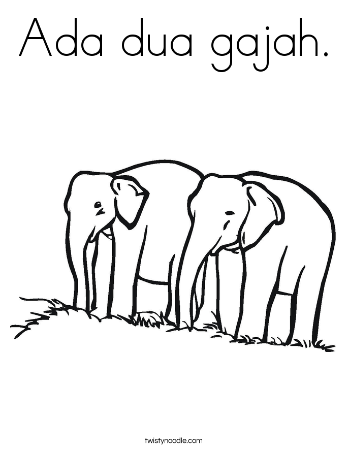 Ada dua gajah Coloring Page - Twisty Noodle Ada dua gajah Coloring Page - Twisty Noodle