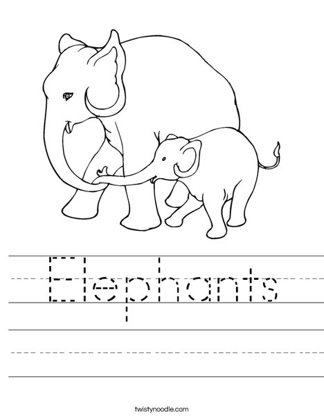 Elephants Worksheet - Twisty Noodle
