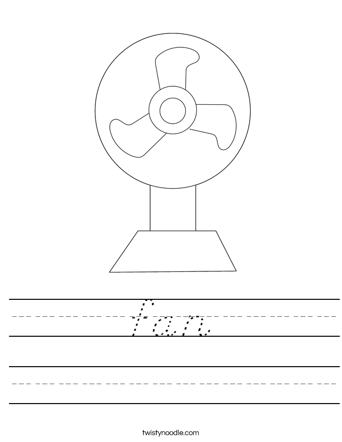 fan Worksheet - D'Nealian - Twisty Noodle