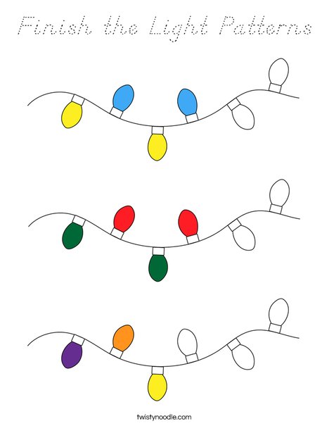 Finish the Light Patterns Coloring Page - D'Nealian - Twisty Noodle