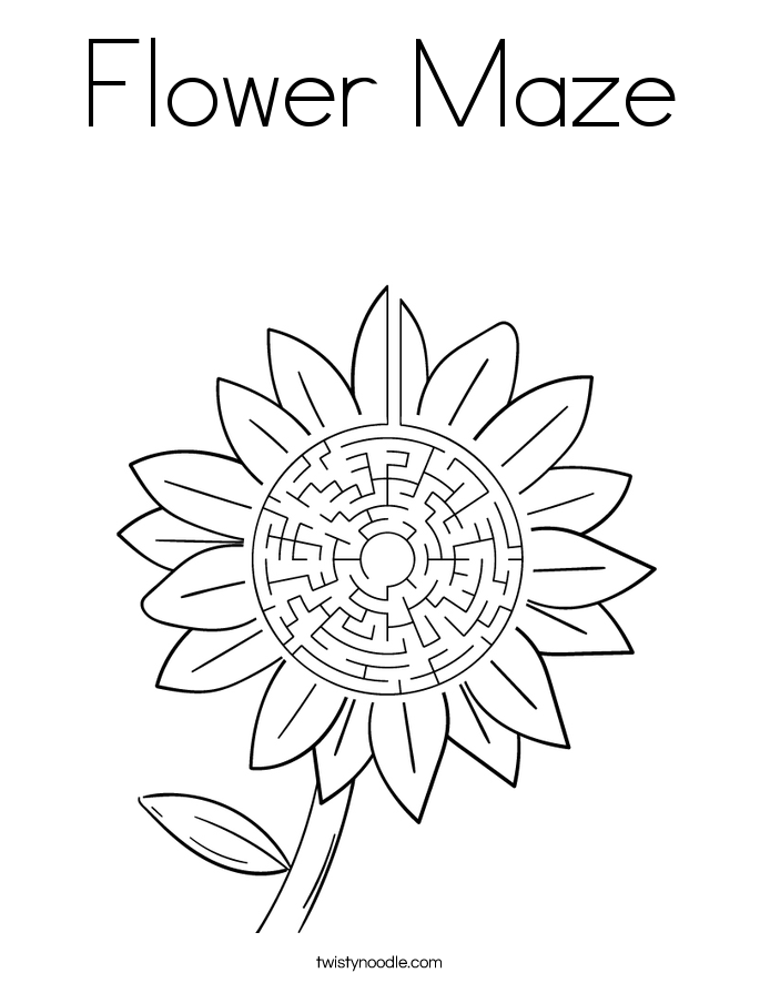 Flower Maze Coloring Page - Twisty Noodle Flower Maze Coloring Page - Twisty Noodle