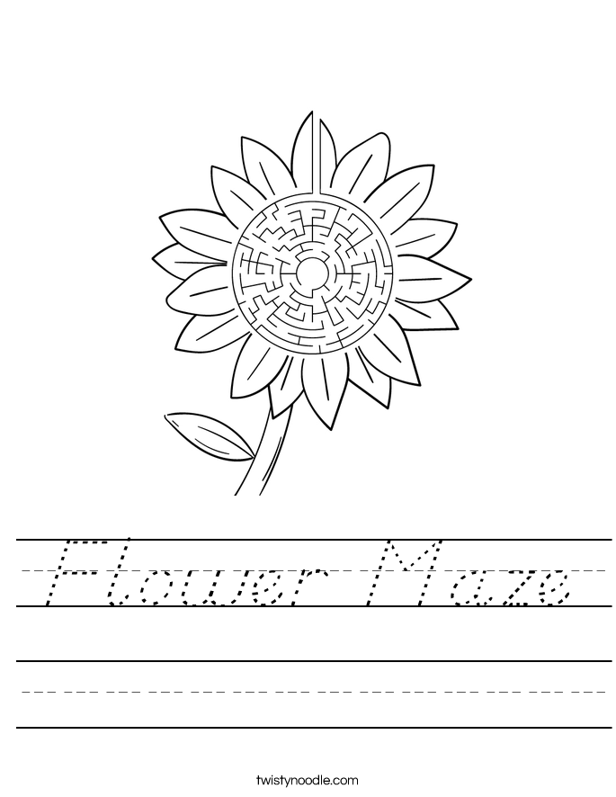 Flower Maze Worksheet - D'Nealian - Twisty Noodle Flower Maze Worksheet - D'Nealian - Twisty Noodle