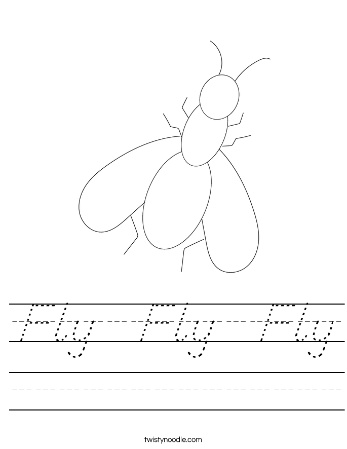 Fly Fly Fly Worksheet - D'Nealian - Twisty Noodle