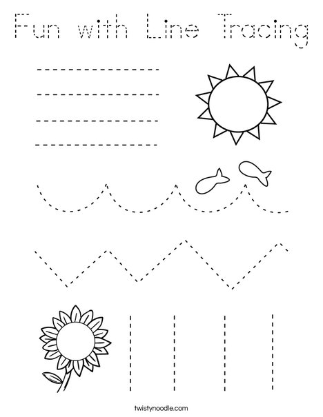 Fun with Line Tracing Coloring Page - Tracing - Twisty Noodle Fun with Line Tracing Coloring Page - Tracing - Twisty Noodle