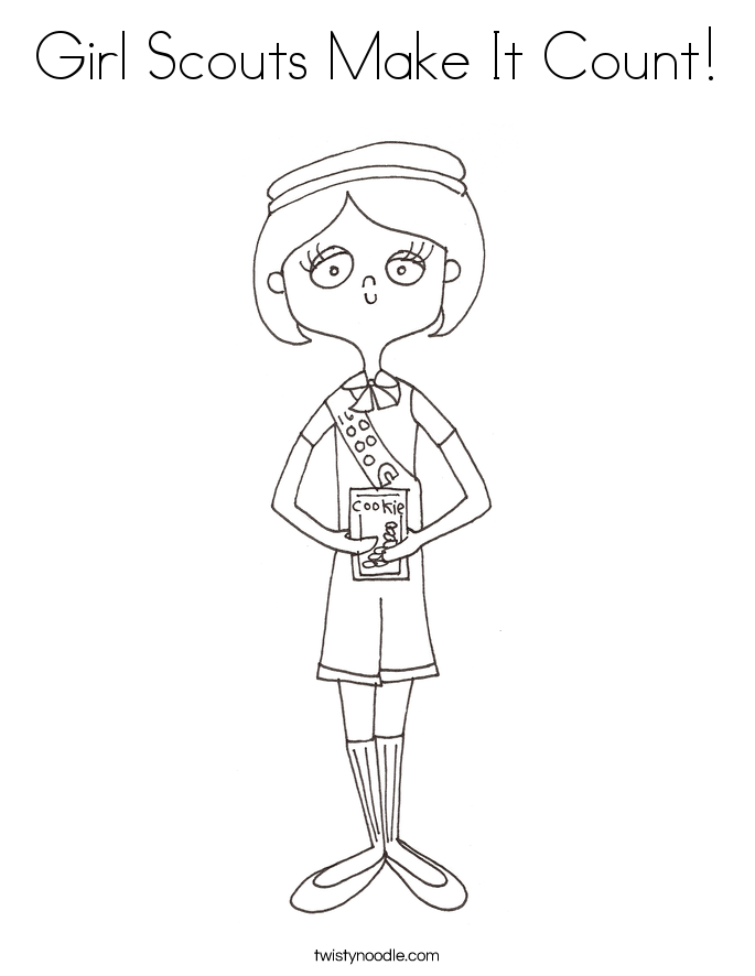 Girl Scouts Make It Count Coloring Page - Twisty Noodle Girl Scouts Make It Count Coloring Page - Twisty Noodle