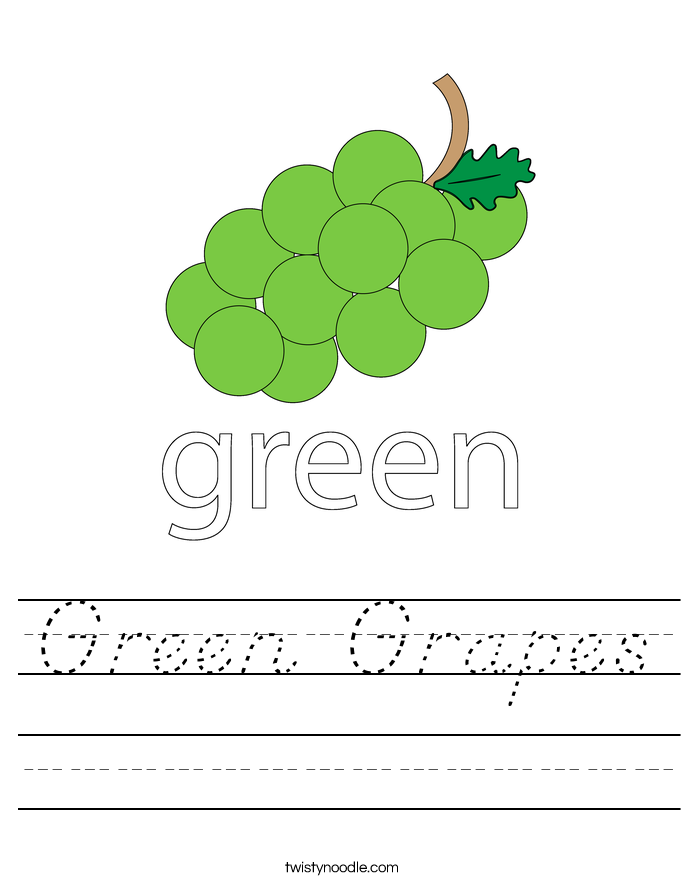 Green Grapes Worksheet - D'Nealian - Twisty Noodle