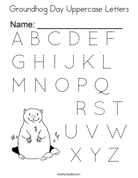 Groundhog Day Uppercase Letters Coloring Page - Twisty Noodle Groundhog Day Uppercase Letters Coloring Page - Twisty Noodle