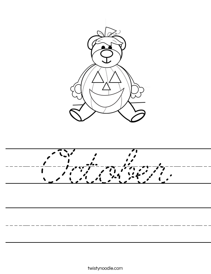 October Worksheet Cursive Twisty Noodle October Worksheet Cursive Twisty Noodle