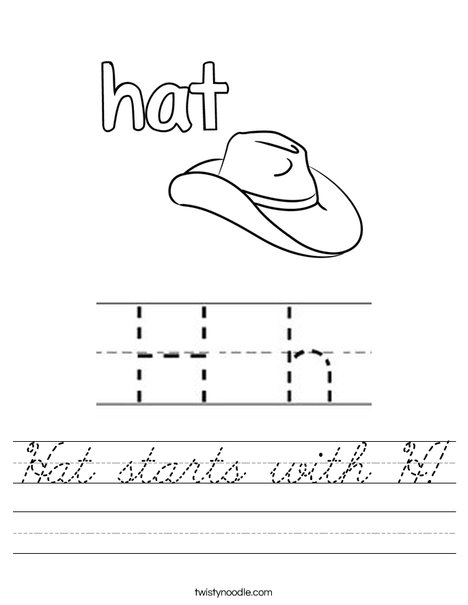 Hat Starts With H Worksheet Cursive Twisty Noodle hat-starts-with-h-worksheet-cursive-twisty-noodle