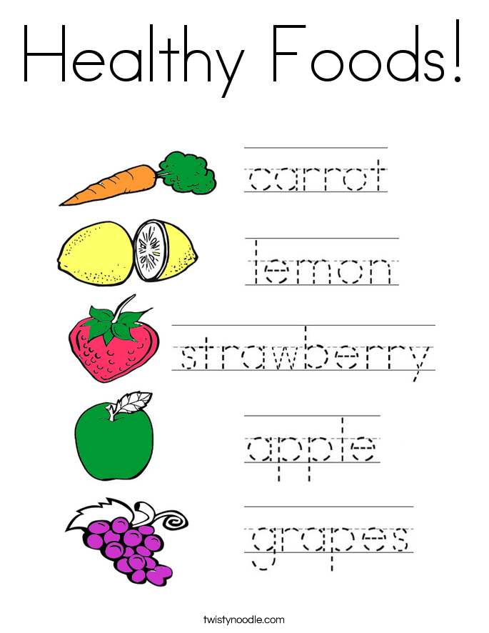 Healthy Foods Coloring Page Twisty Noodle Healthy Foods Coloring Page Twisty Noodle