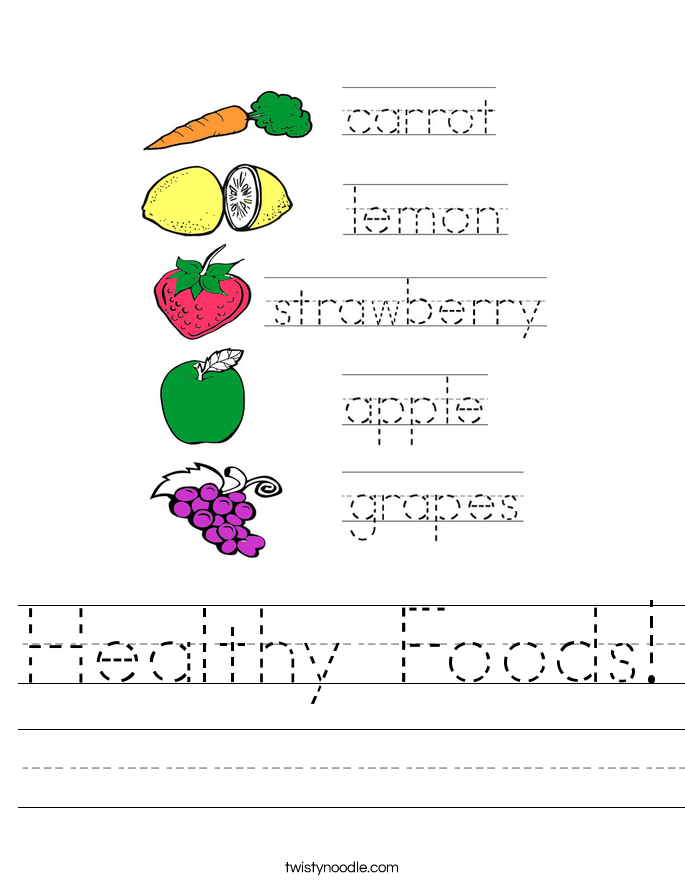 Healthy Foods Worksheet Twisty Noodle Healthy Foods Worksheet Twisty Noodle