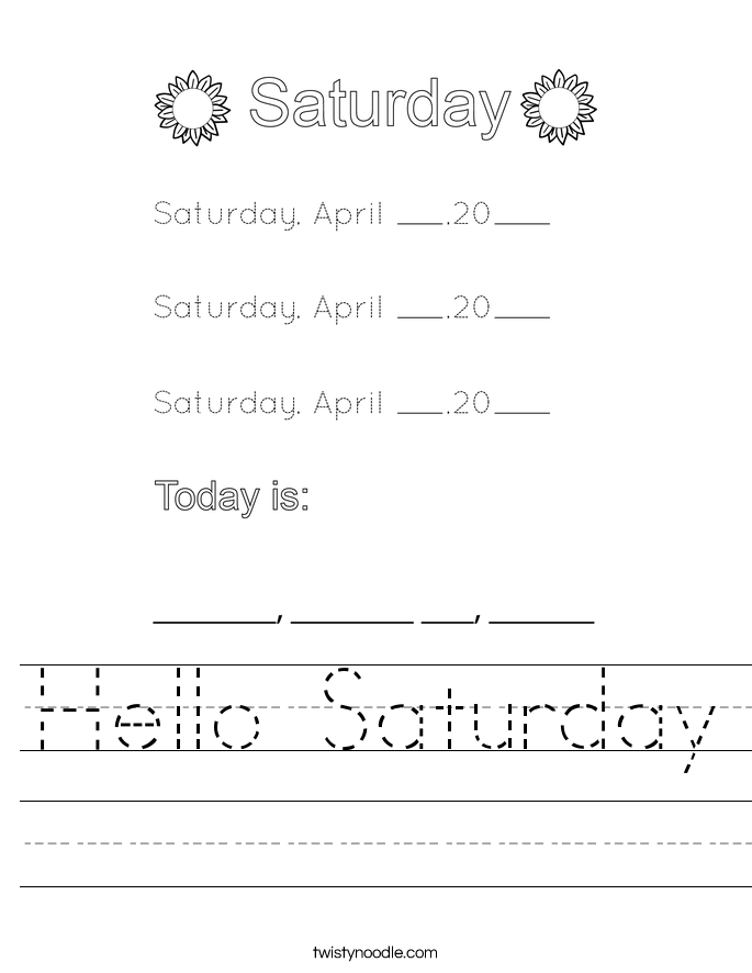 Hello Saturday Worksheet - Twisty Noodle