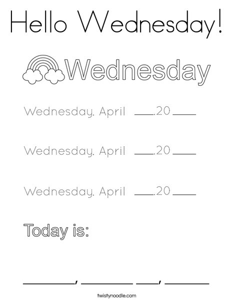 Hello Wednesday Coloring Page - Twisty Noodle