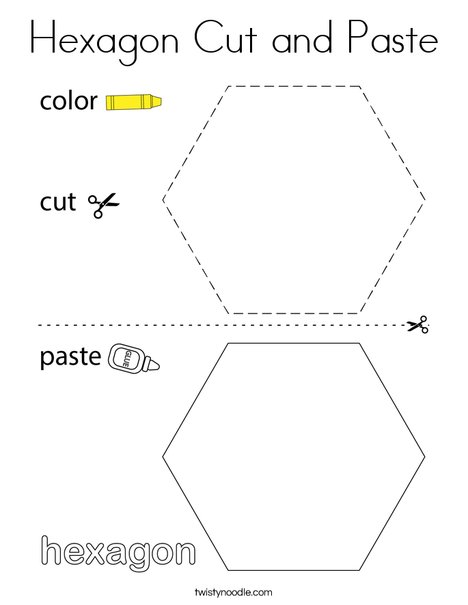 Hexagon Cut and Paste Coloring Page - Twisty Noodle Hexagon Cut and Paste Coloring Page - Twisty Noodle