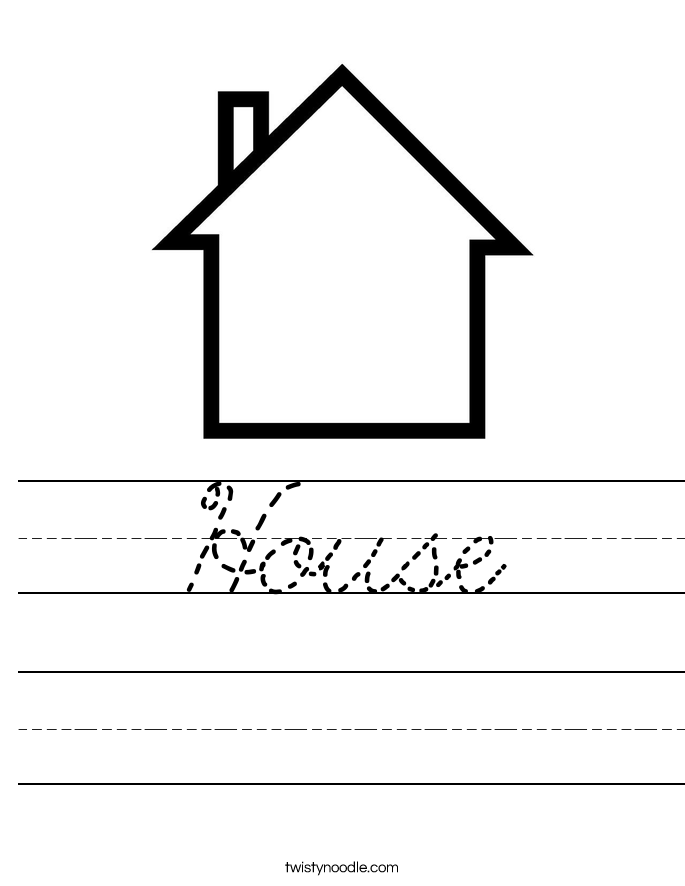 House Worksheet - Cursive - Twisty Noodle