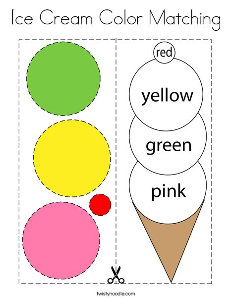 Ice Cream Color Matching Coloring Page - Twisty Noodle Ice Cream Color Matching Coloring Page - Twisty Noodle
