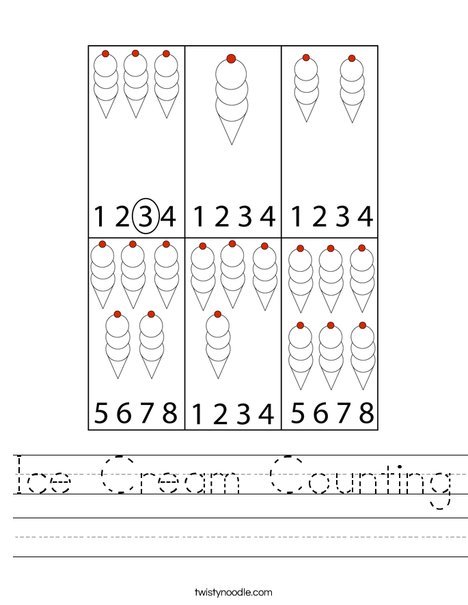 Ice Cream Missing Numbers Worksheet Ice Cream Missing Numbers Worksheet