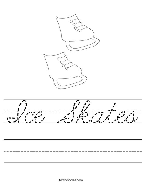 Ice Skates Worksheet - Cursive - Twisty Noodle
