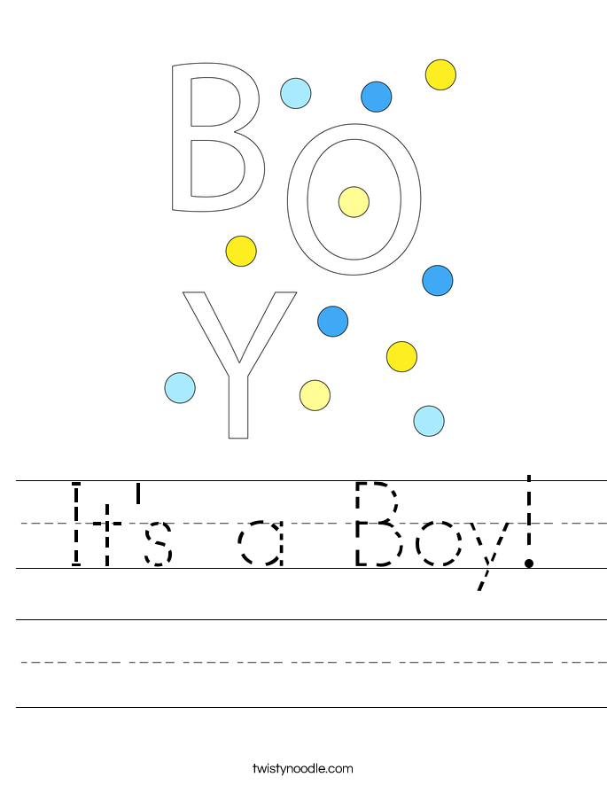 It's a Boy Worksheet - Twisty Noodle