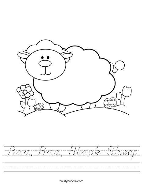 Baa, Baa, Black Sheep Worksheet - D'Nealian - Twisty Noodle