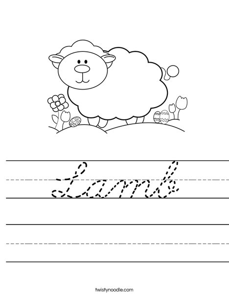 Lamb Worksheet - Cursive - Twisty Noodle