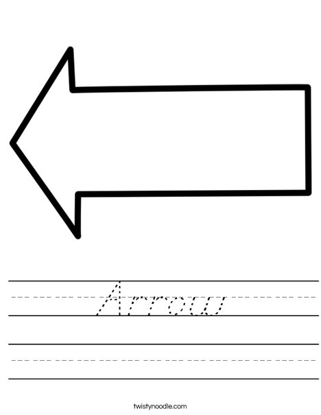 Arrow Worksheet - D'Nealian - Twisty Noodle