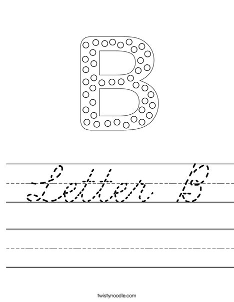 Letter B Worksheet - Cursive - Twisty Noodle