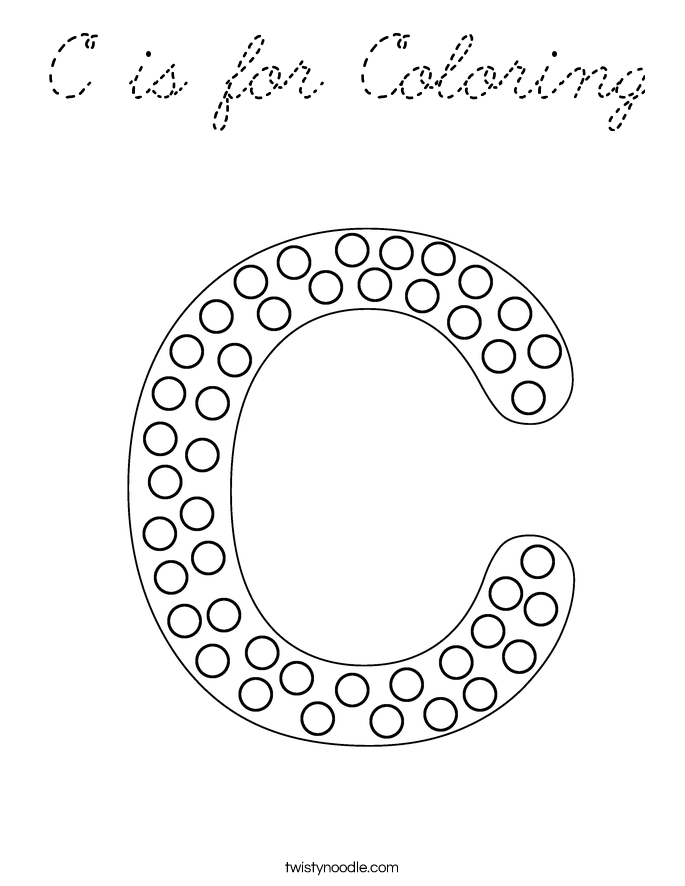 C is for Coloring Coloring Page - Cursive - Twisty Noodle