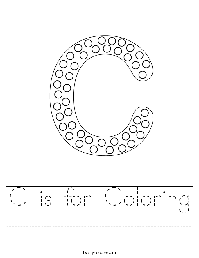 C is for Coloring Worksheet - Twisty Noodle