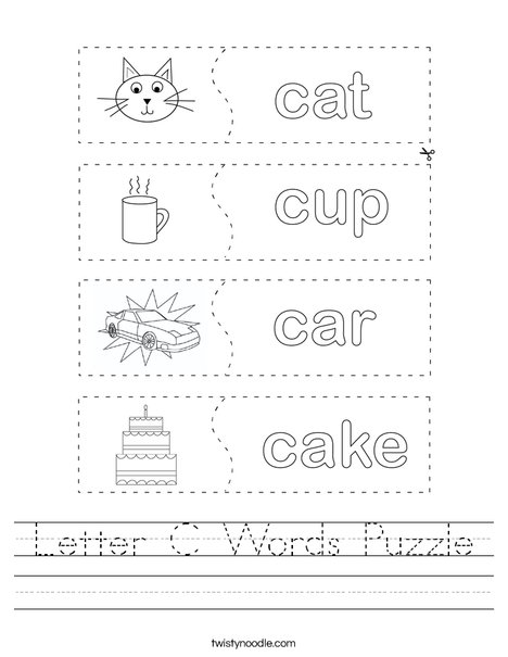 Letter C Words Puzzle Worksheet - Twisty Noodle Letter C Words Puzzle Worksheet - Twisty Noodle