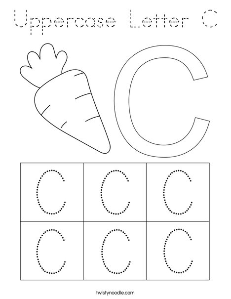 Uppercase Letter C Coloring Page - Tracing - Twisty Noodle