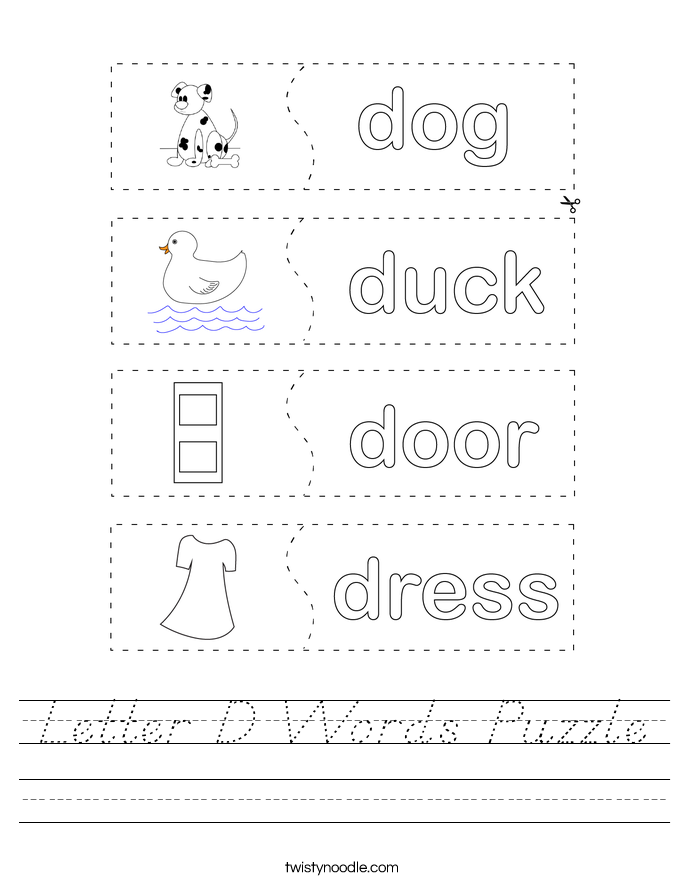 Letter D Words Puzzle Worksheet D Nealian Twisty Noodle letter-d-words-puzzle-worksheet-d-nealian-twisty-noodle
