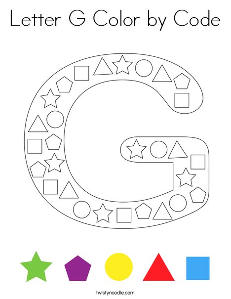 Letter G Color by Code Coloring Page - Twisty Noodle Letter G Color by Code Coloring Page - Twisty Noodle