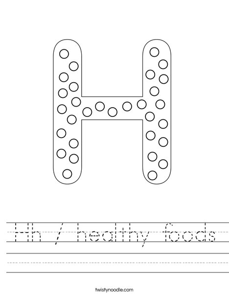 Hh / healthy foods Worksheet - Twisty Noodle