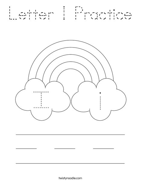 Letter I Practice Coloring Page - Tracing - Twisty Noodle