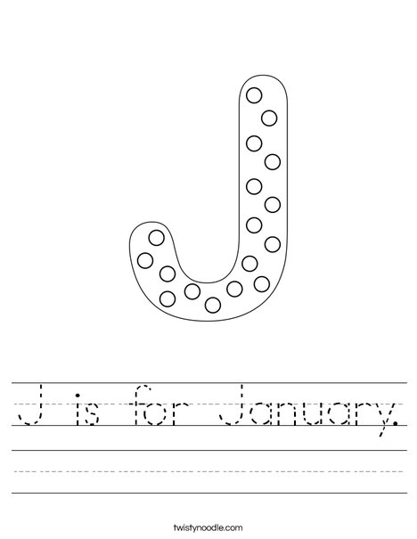 J is for January Worksheet - Twisty Noodle