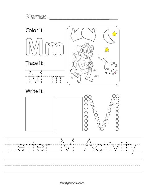 Letter M Activity Worksheet - Twisty Noodle Letter M Activity Worksheet - Twisty Noodle