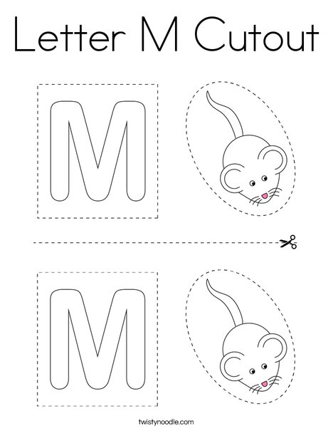 Letter M Cutout Coloring Page Twisty Noodle