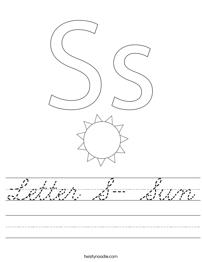 Letter S Sun Worksheet Cursive Twisty Noodle Letter S Sun Worksheet Cursive Twisty Noodle