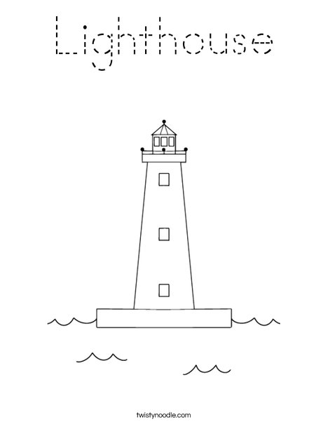 Lighthouse Coloring Page - Tracing - Twisty Noodle