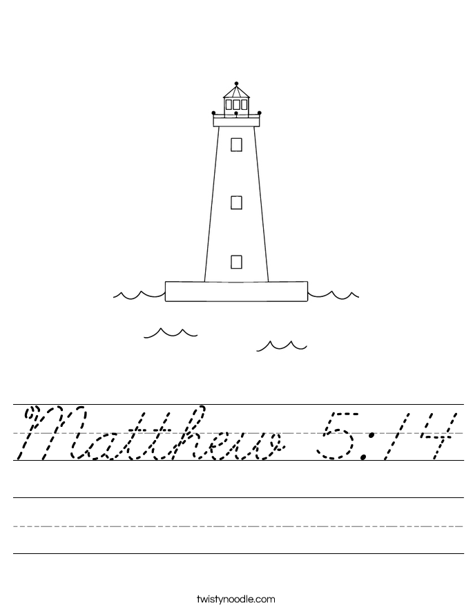 Matthew 5:14 Worksheet - Cursive - Twisty Noodle