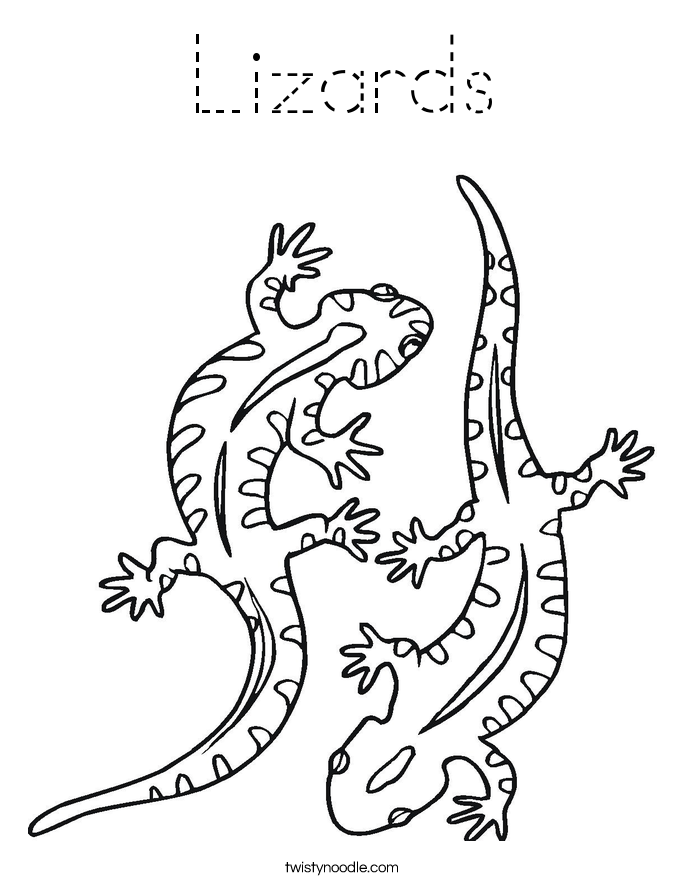 Lizards Coloring Page - Tracing - Twisty Noodle Lizards Coloring Page - Tracing - Twisty Noodle
