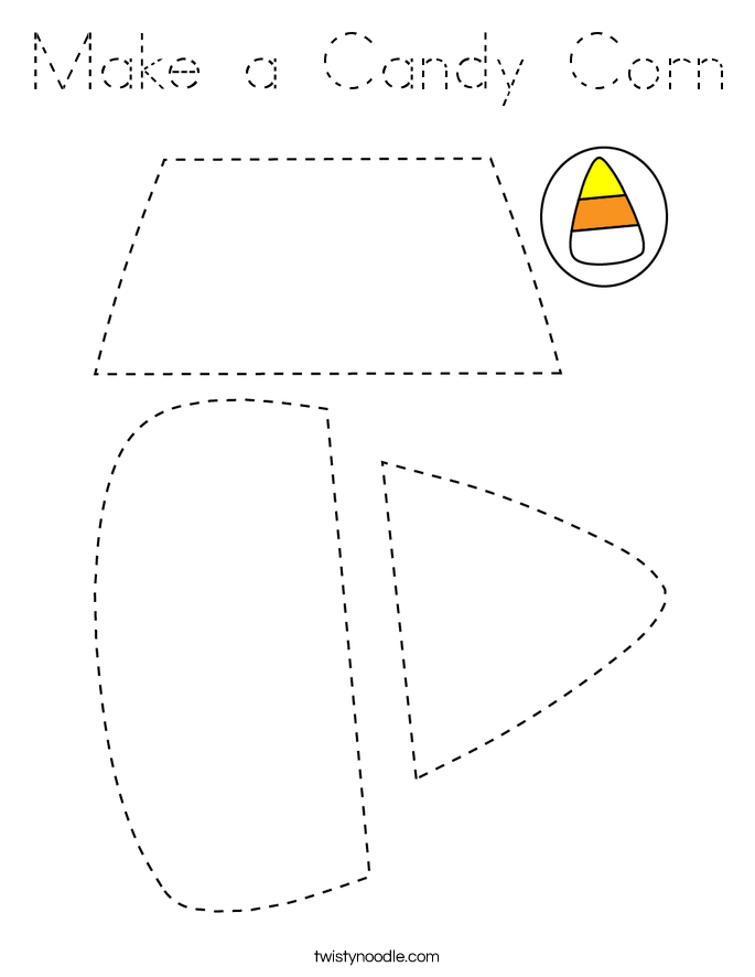Make a Candy Corn Coloring Page - Tracing - Twisty Noodle