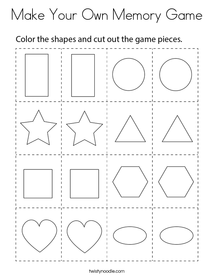 Make Your Own Memory Game Coloring Page - Twisty Noodle Make Your Own Memory Game Coloring Page - Twisty Noodle
