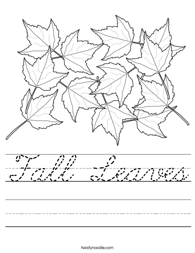 Fall Leaves Worksheet - Cursive - Twisty Noodle